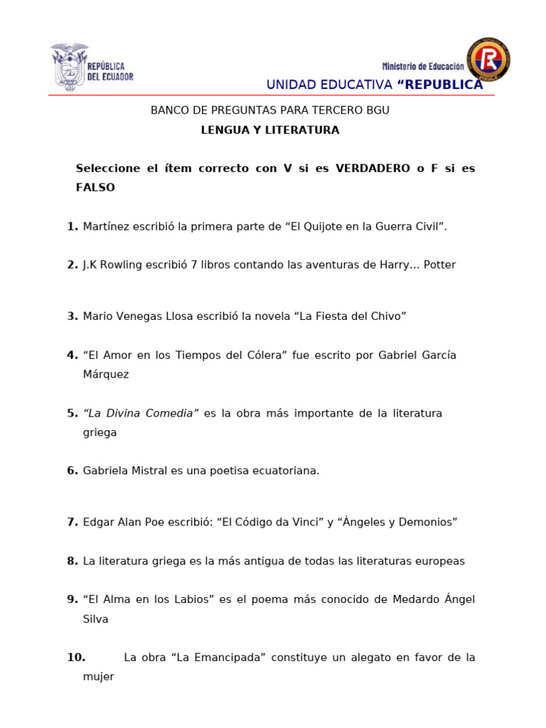 SIN RESPUESTAS - LyL - PREGUNTAS DE GRADO 3BGU | PDF | Sumario abstracto) | Efecto invernadero