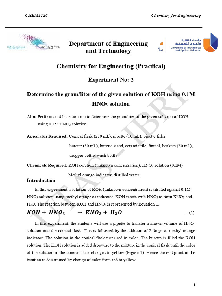 Chapter 1 Measurements MCQ | PDF | Titration | Chemistry