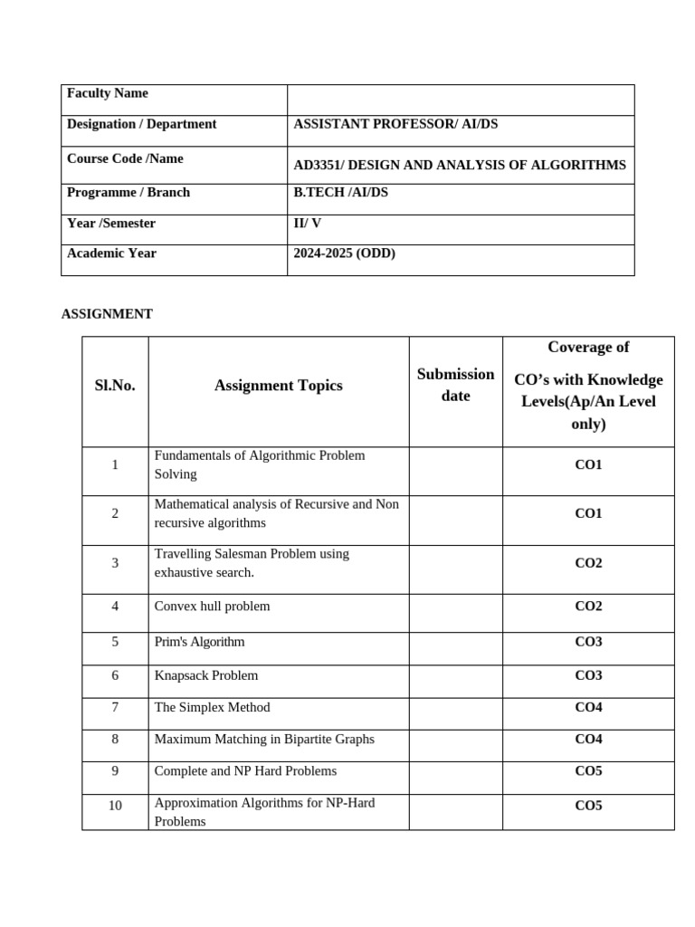 DAA ASSIGNMENT (1) | PDF