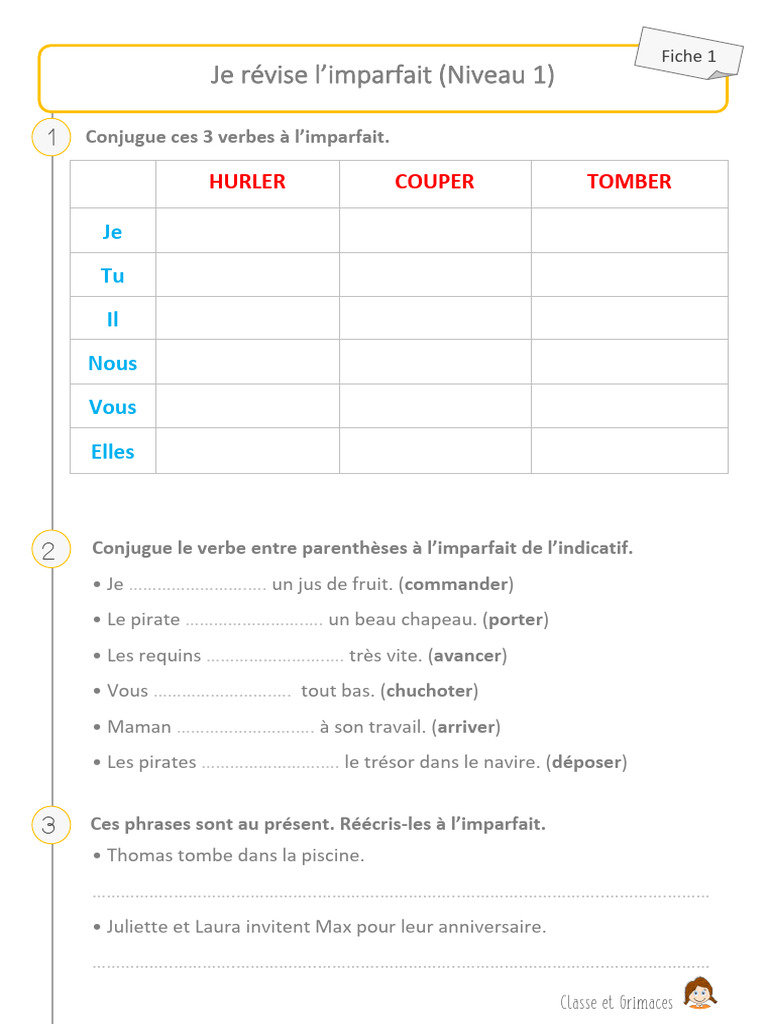 Fiches Dapplication Je Revise Limparfait Niveau 1 | PDF | Linguistique ...