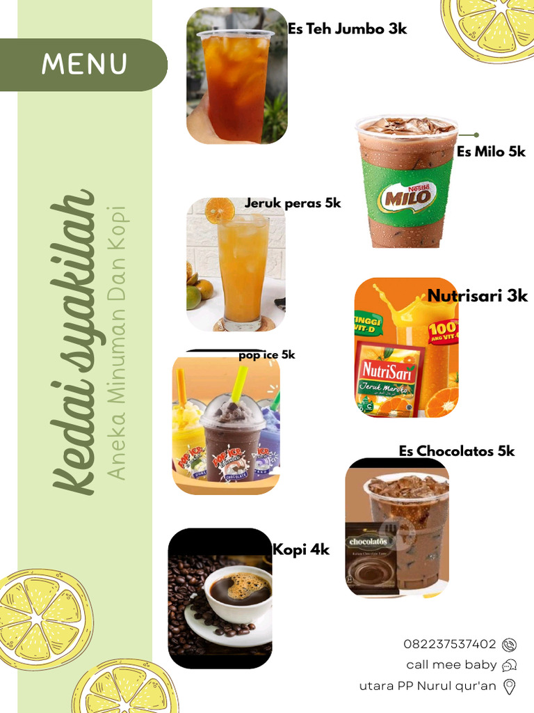 Menu Kafe Minuman Jus Buah Segar Kedai Foto - 20250507 - 212352 - 0000 ...