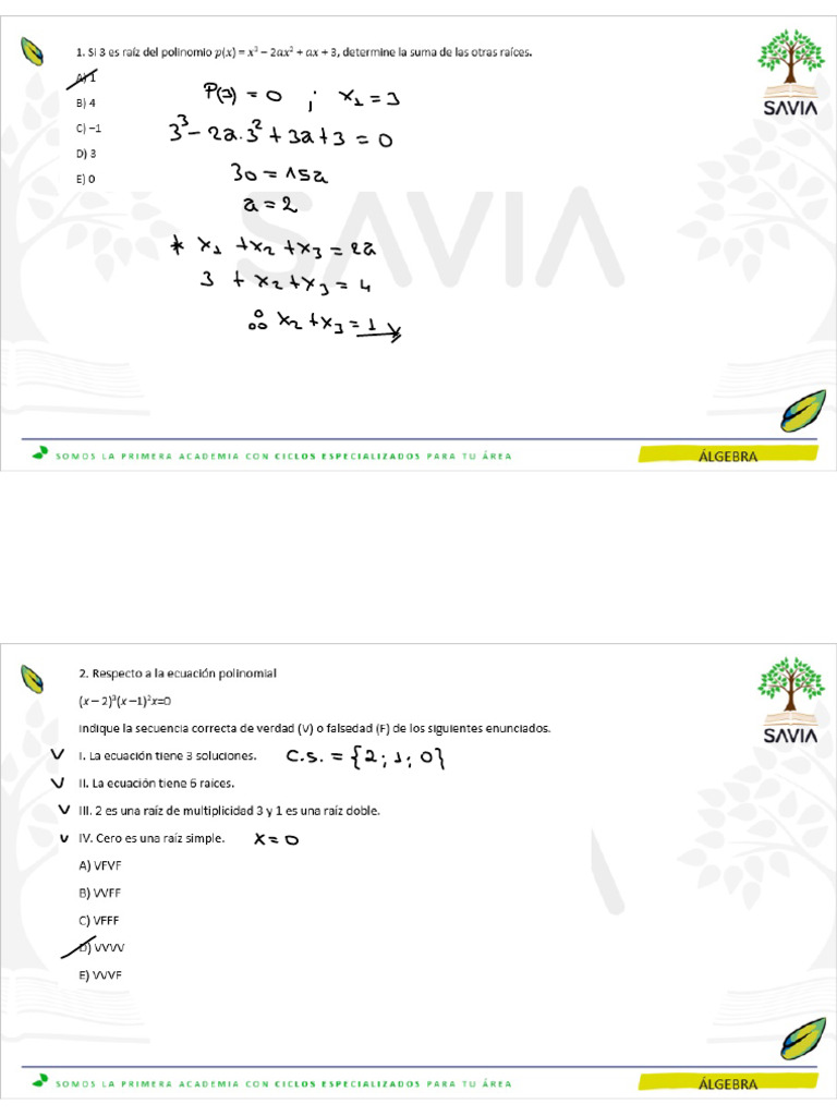 Álgebra - Sem 08 - Regular - 2026 - I-Ejercicios | PDF