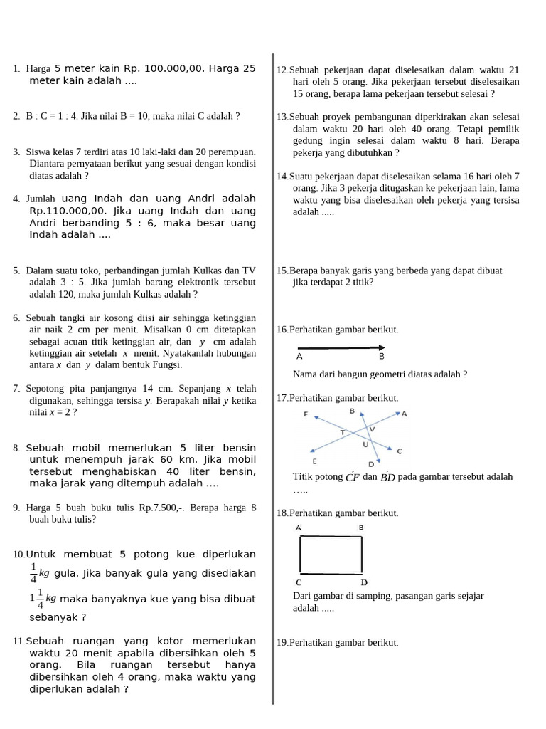Latihan Soal Kelas 7 | PDF