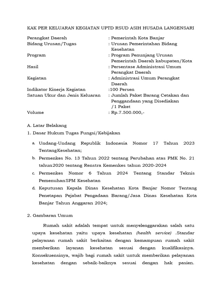 KAK Penyediaan Barang Cetakan dan Penggandaan. Fix | PDF