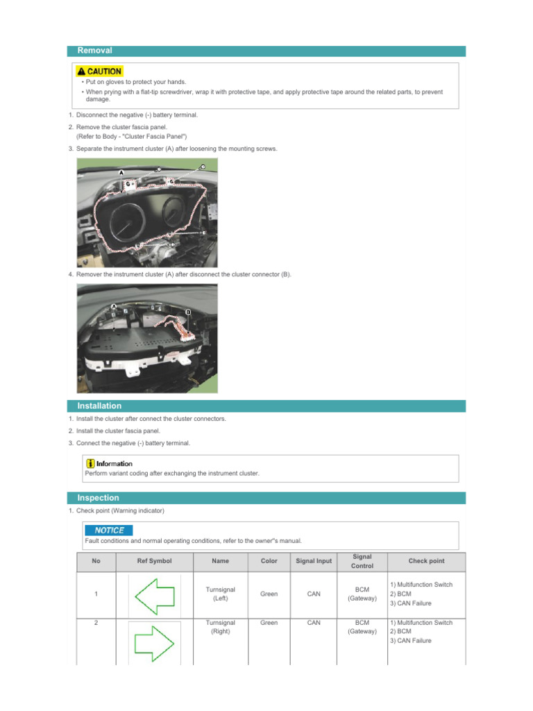 Instrument Cluster Removal | PDF