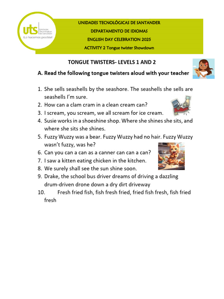 Fun Tongue Twisters for All Levels | PDF