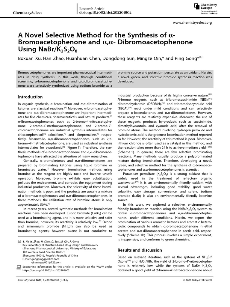 A Novel Selective Method For The Synthesis of A-Br | PDF | Chemical ...