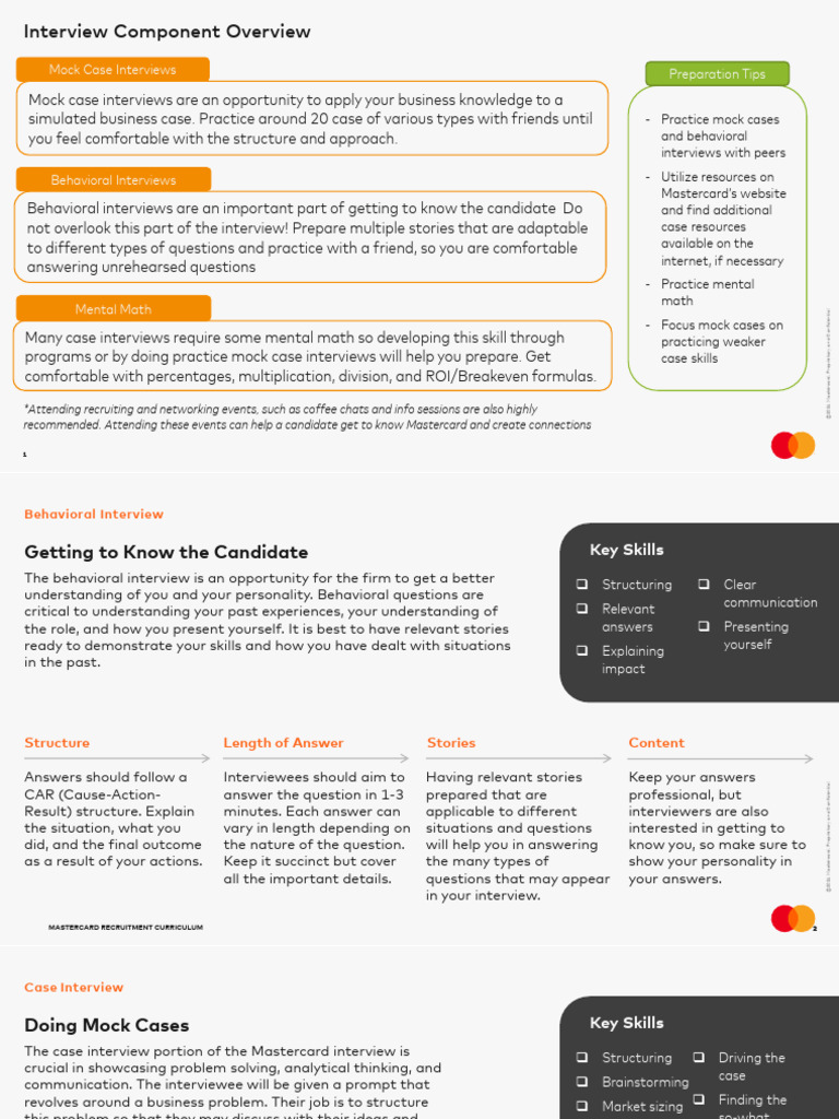 Mastercard Interview Preparation Guide | PDF | Thought | Interview