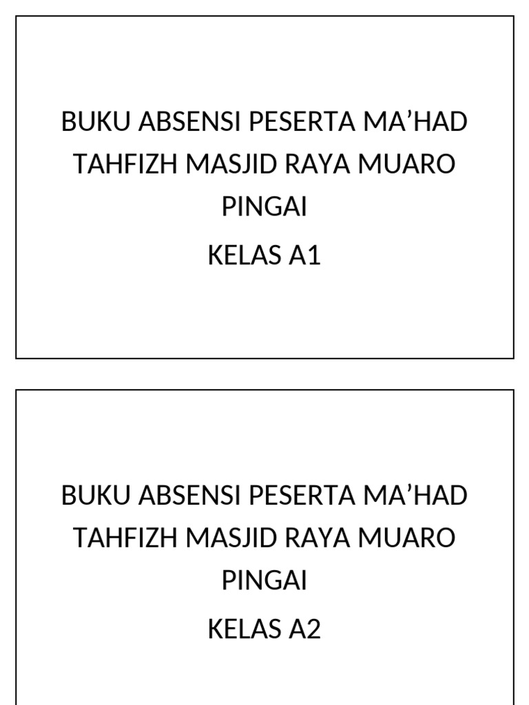 Buku Absensi Tahfizh | PDF