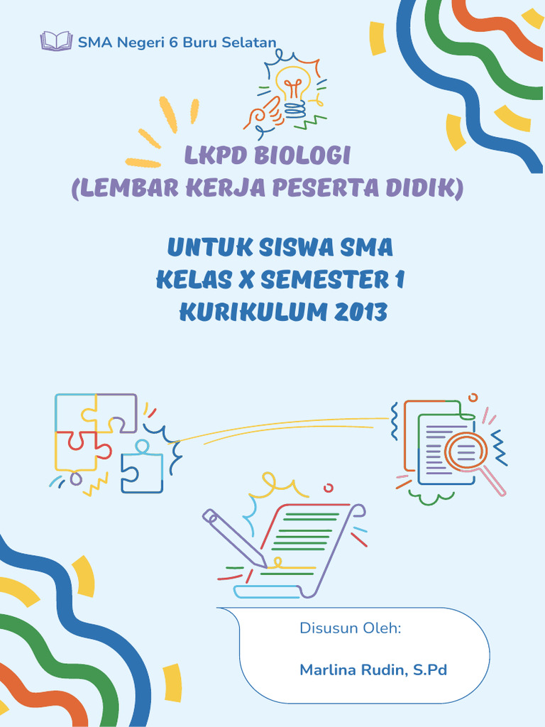 (Ukuran Asli) Biru Ungu Ceria Lucu Cover Modul Pembelajaran Dokumen A4 ...