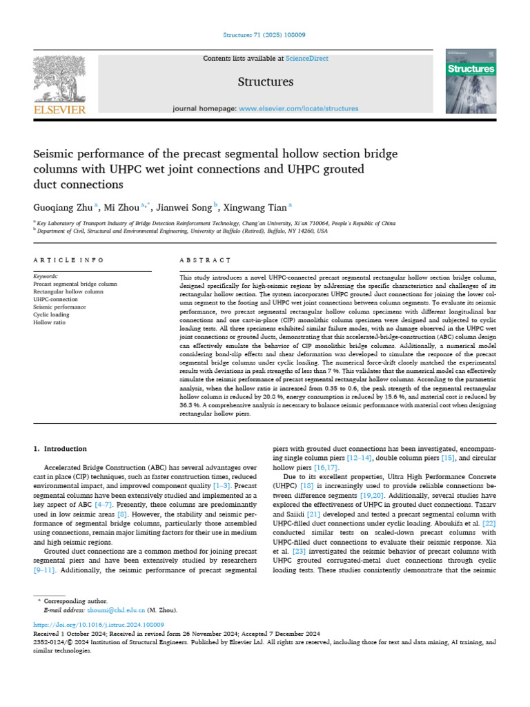 Seismic Performance of The Precast Segmental Hollow Section Bridge ...
