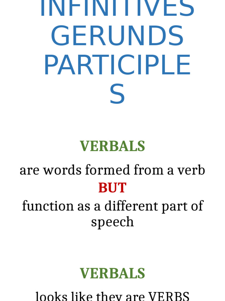 INFINITIVES,GERUNDS,PARTICIPLE NOTES | PDF