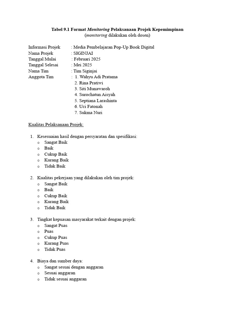 Monitoring Proyek Pop-Up Book Digital | PDF