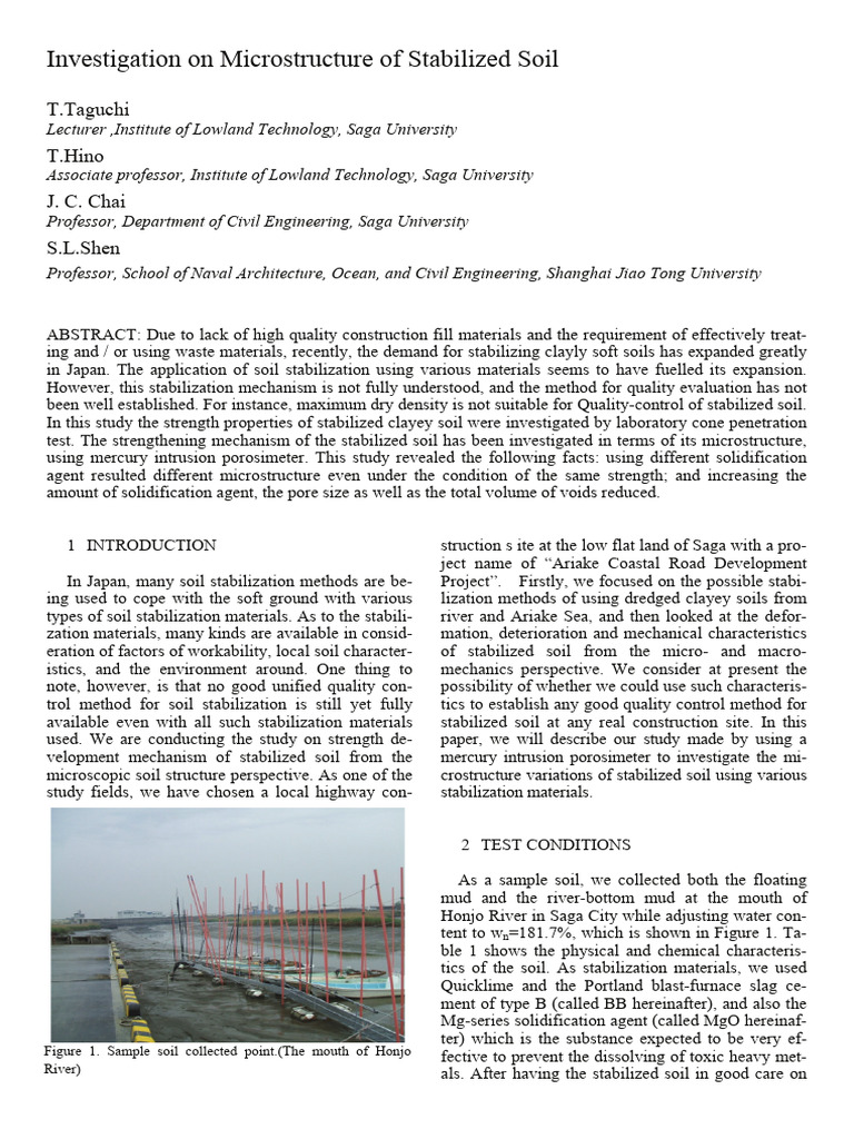 Investigation On Microstructure of Stabilized Soils - T. Taguchi, Et Al ...