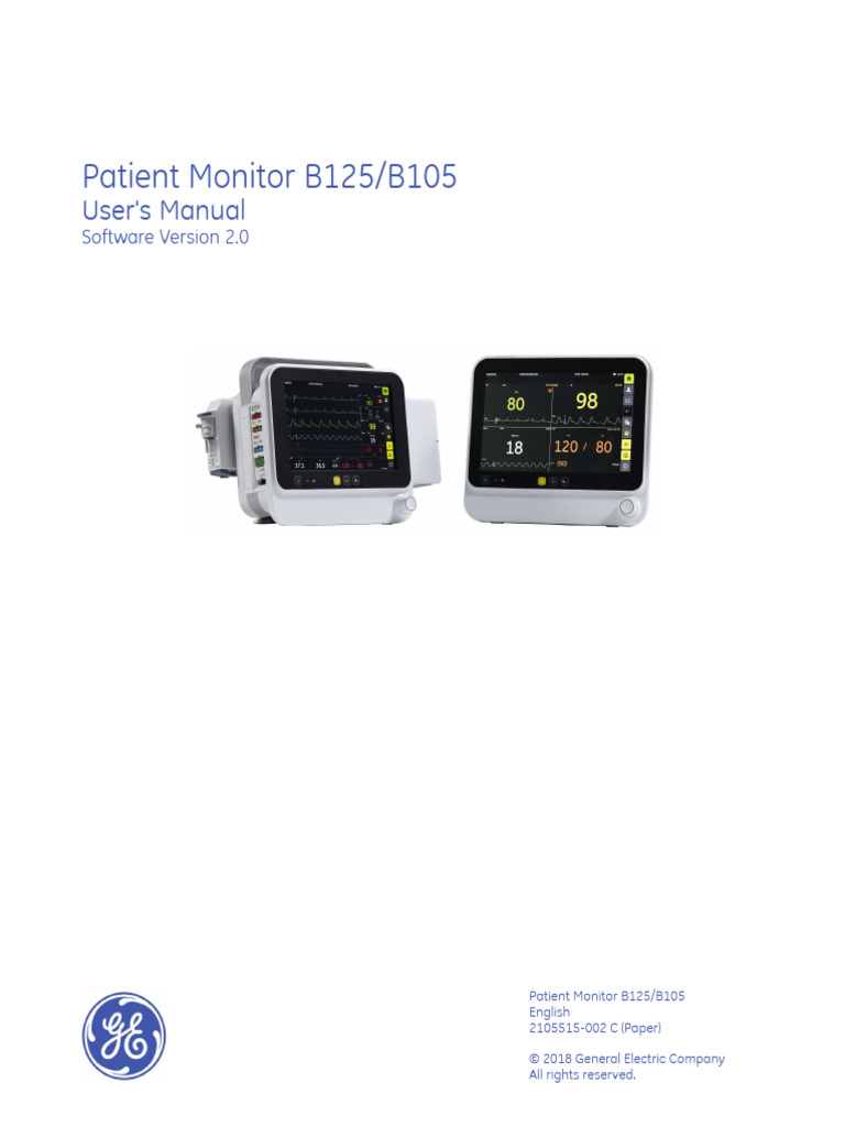 B125/B105 Patient Monitor User Manual | PDF | Electrocardiography ...