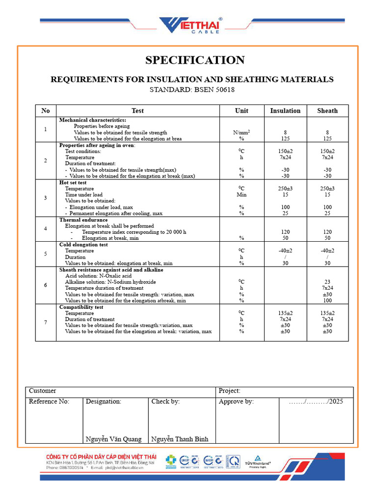 Specification - Requirements For Insulation and Sheath Materials (XLPO ...