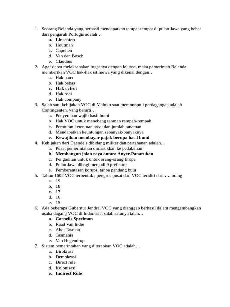 Kebijakan dan Hak VOC di Indonesia | PDF