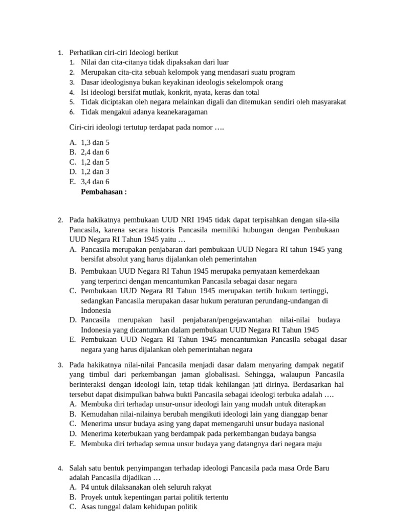 Soal Soal Dasar Negara | PDF