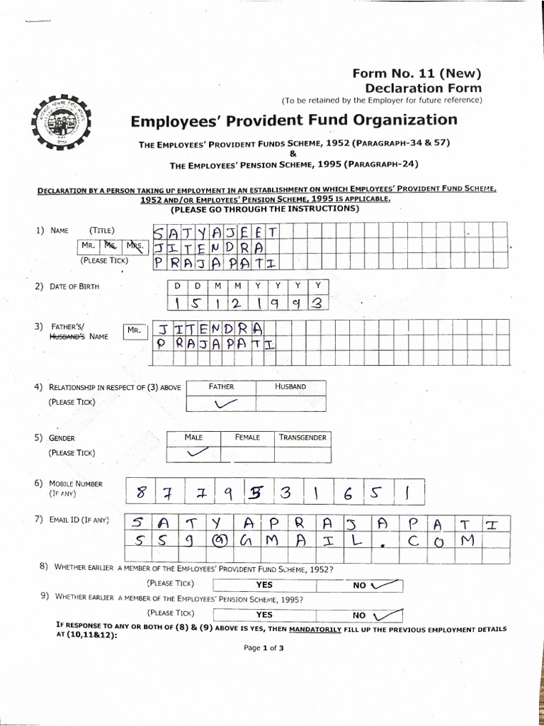 Satyajeet EPFO | PDF