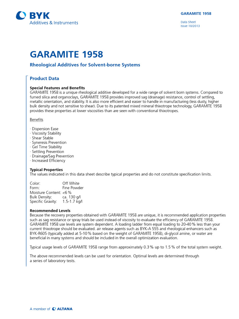 PB Garamite 1958 Coatings EN | PDF | Rheology | Materials Science