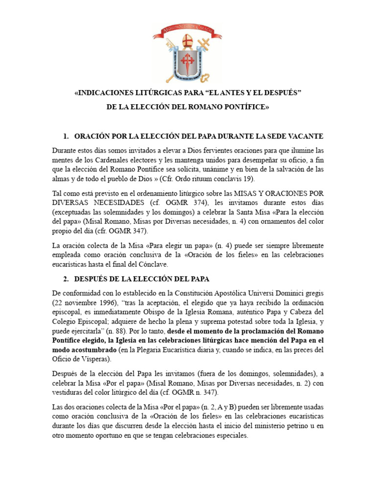 Liturgia Conclave | PDF | eucaristía | Papa