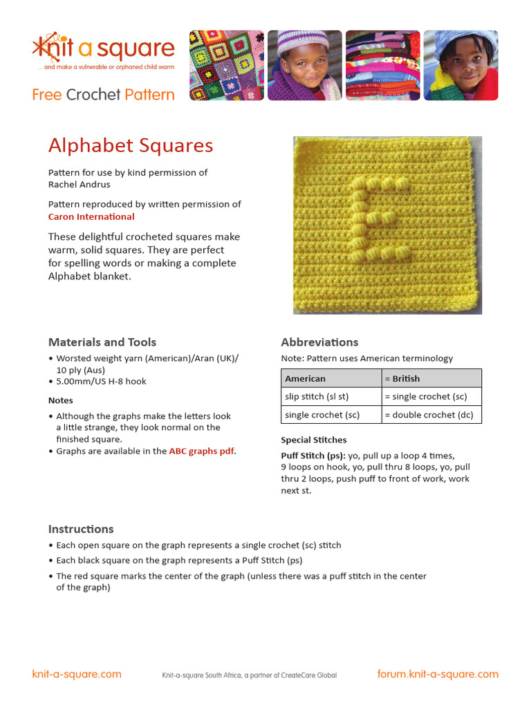 Crochet Square ABC Instruction PDF | PDF | Crochet | Folk Art