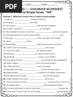 Future Simple: Will and Won't Worksheet | PDF