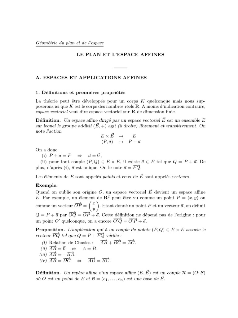 Géométrie des Espaces Affines | PDF | Ensemble convexe ...