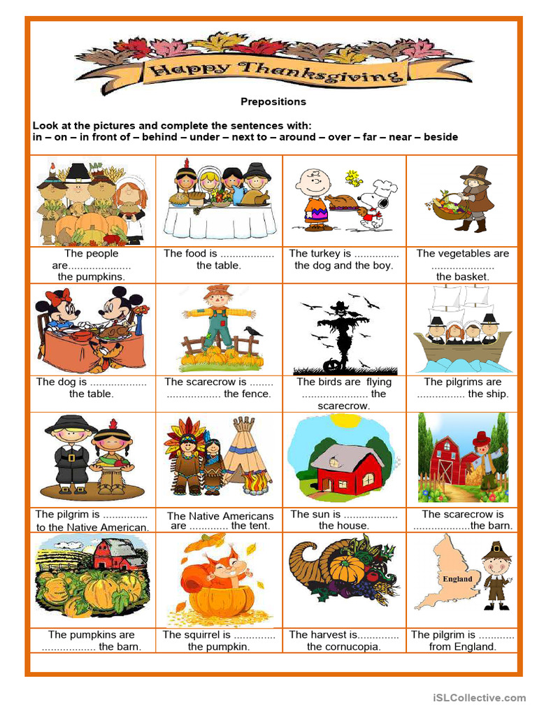 Thanksgiving - Prepositions | PDF