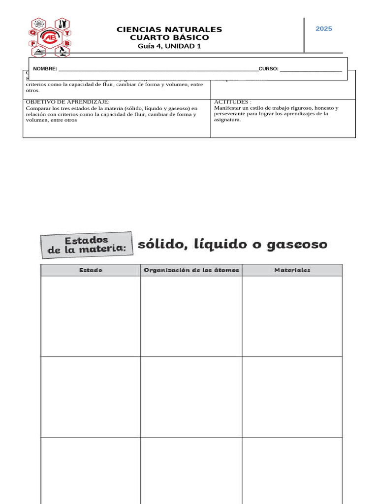 Guía 4 Unidad 1 La Materia | PDF
