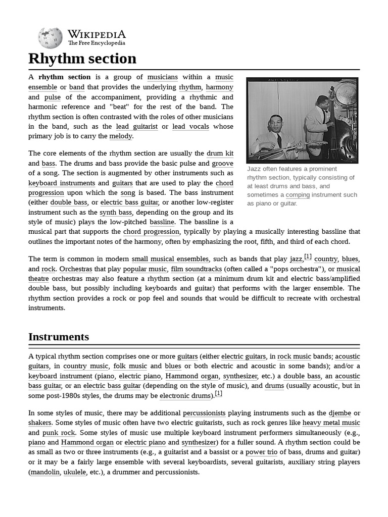 Rhythm Section | PDF | Musicology | Musical Instruments