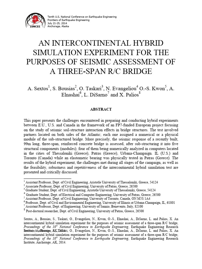 An Intercontine Ntal Hybrid Simulation Experiment for the Purposes of ...