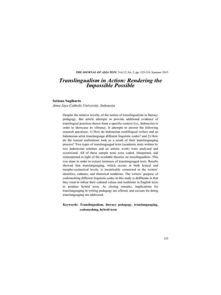 AsiaTEFL V12 N2 Summer 2015 Translingualism in Action Rendering The ...