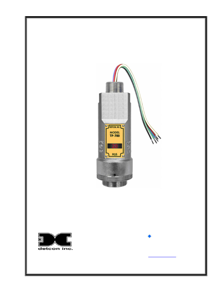 Detcon TP-700 H2S Sensor Manual | PDF | Screw | Electrical Wiring
