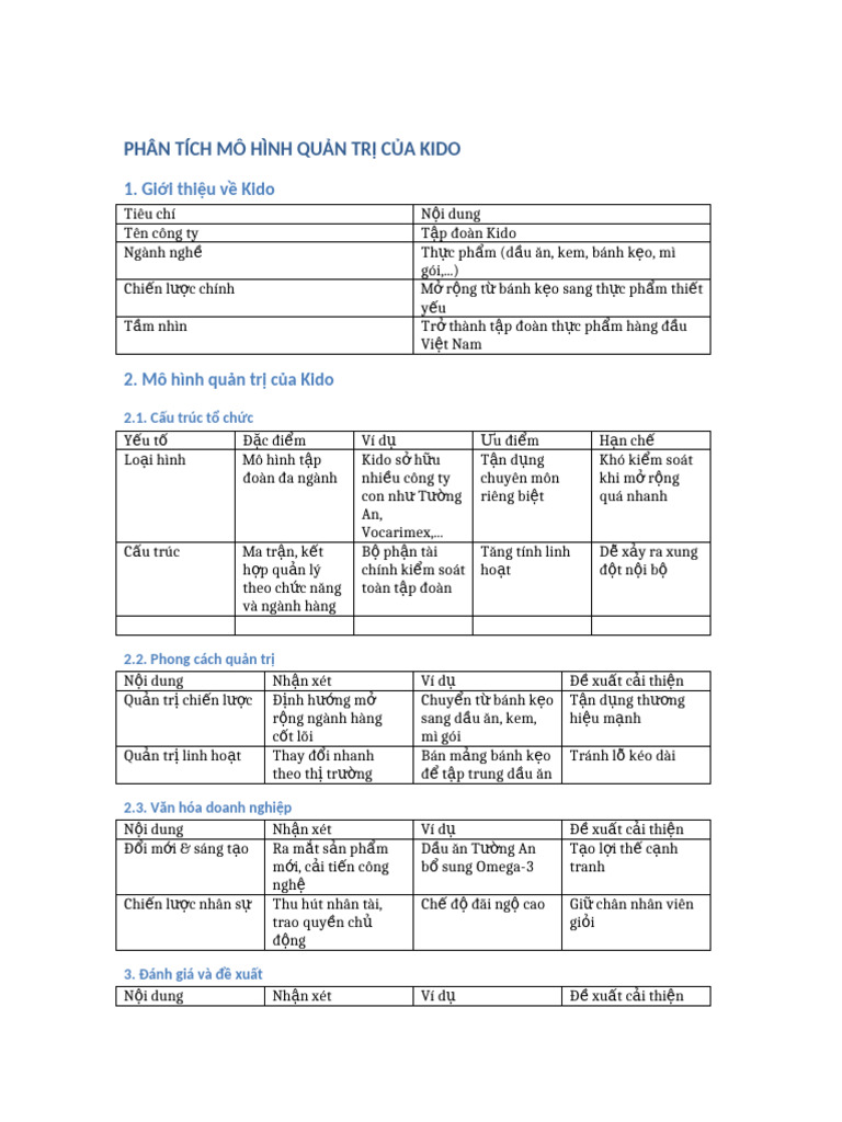 PhanTich MoHinh QuanTri Kido | PDF