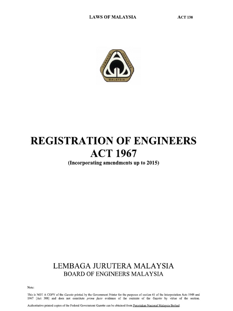 Registration of Engineers Act 1967 | PDF