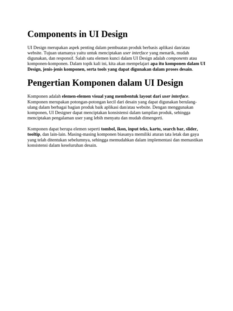 Components in UI Design | PDF