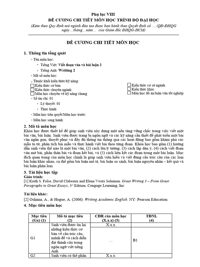 Syllabus Writing 2 | PDF