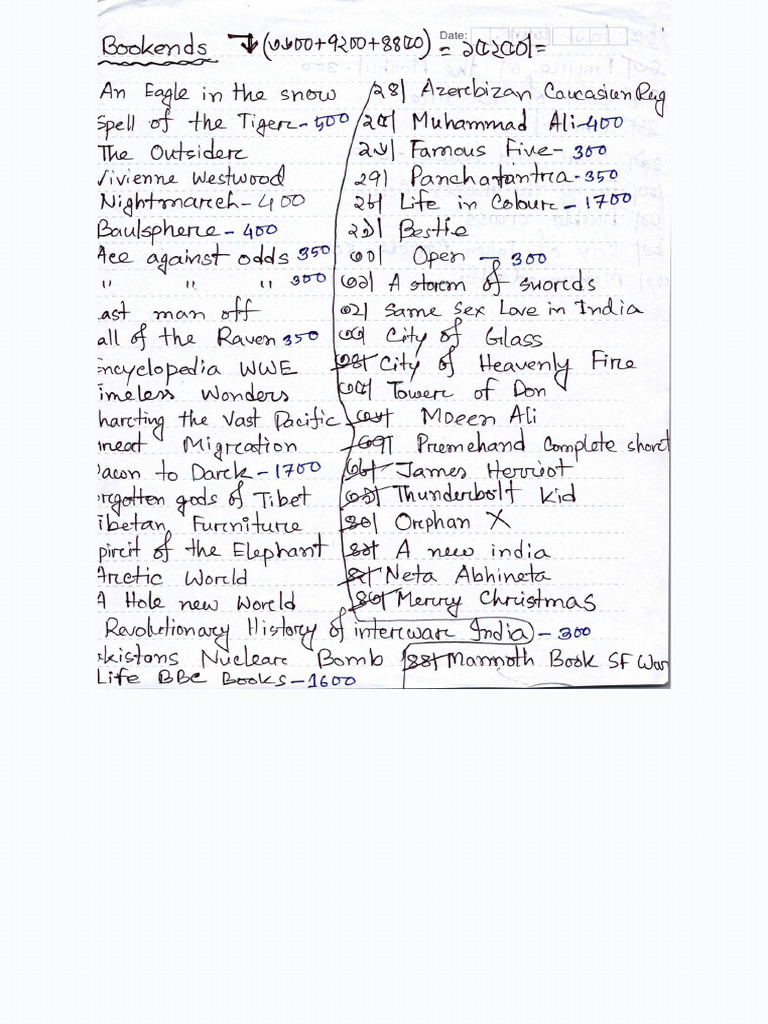Bookends 15250 TK Book List Scan | PDF