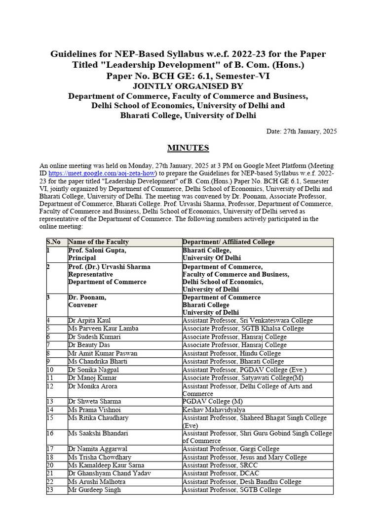 Guidelines For NEP Leadership Development BCH GE 6.1 - Feb 2025 | PDF ...