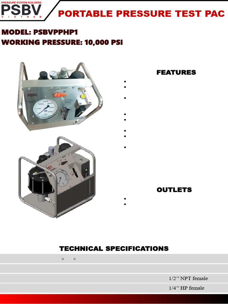 1 Portable Press. Test Pac 10k Psi | PDF | Pressure
