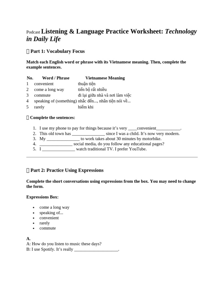 Podcast POST Listening PRACTICE | PDF