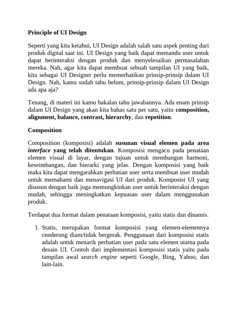 Principle of UI Design | PDF