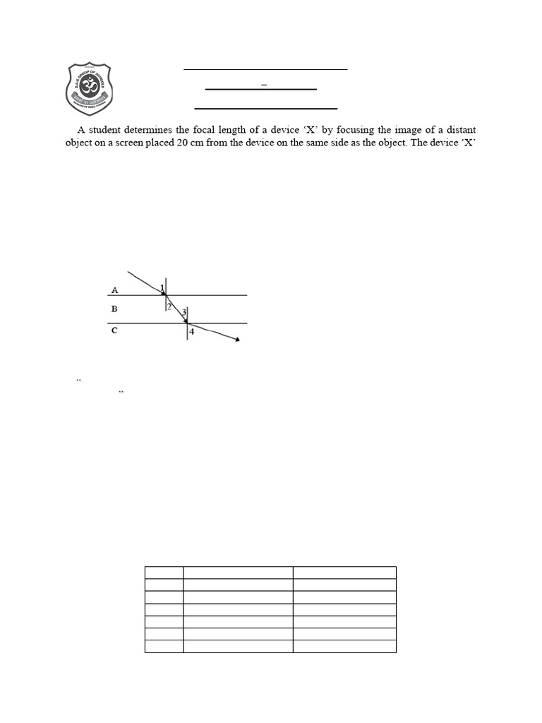 Grade 10 Physics Holiday Assignment 2025 - 26 | PDF | Refractive Index | Applied And ...