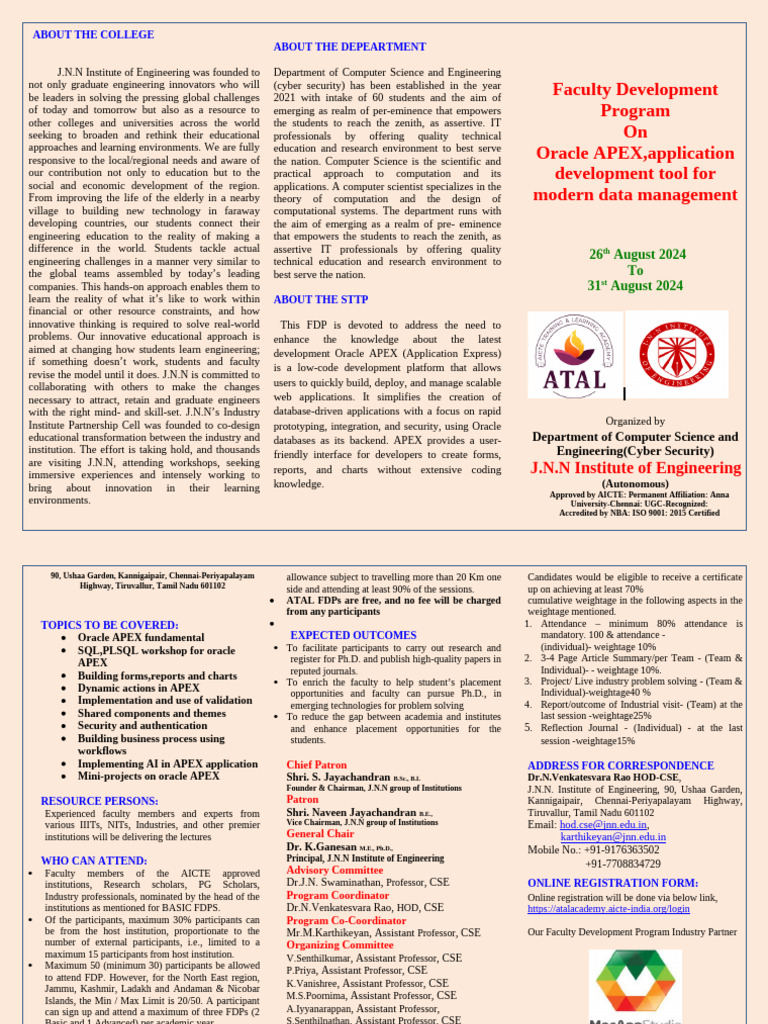AICTE FDP Brochure-Oracle | PDF | Science | Engineering