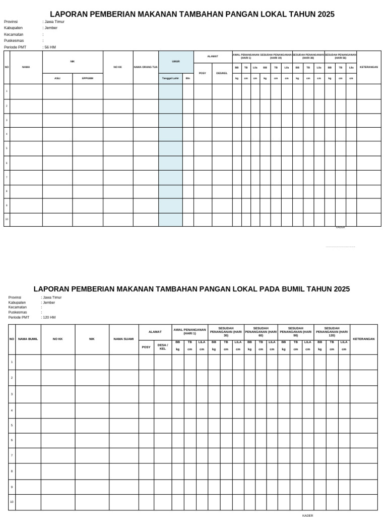 Form PMT Untuk Kader | PDF