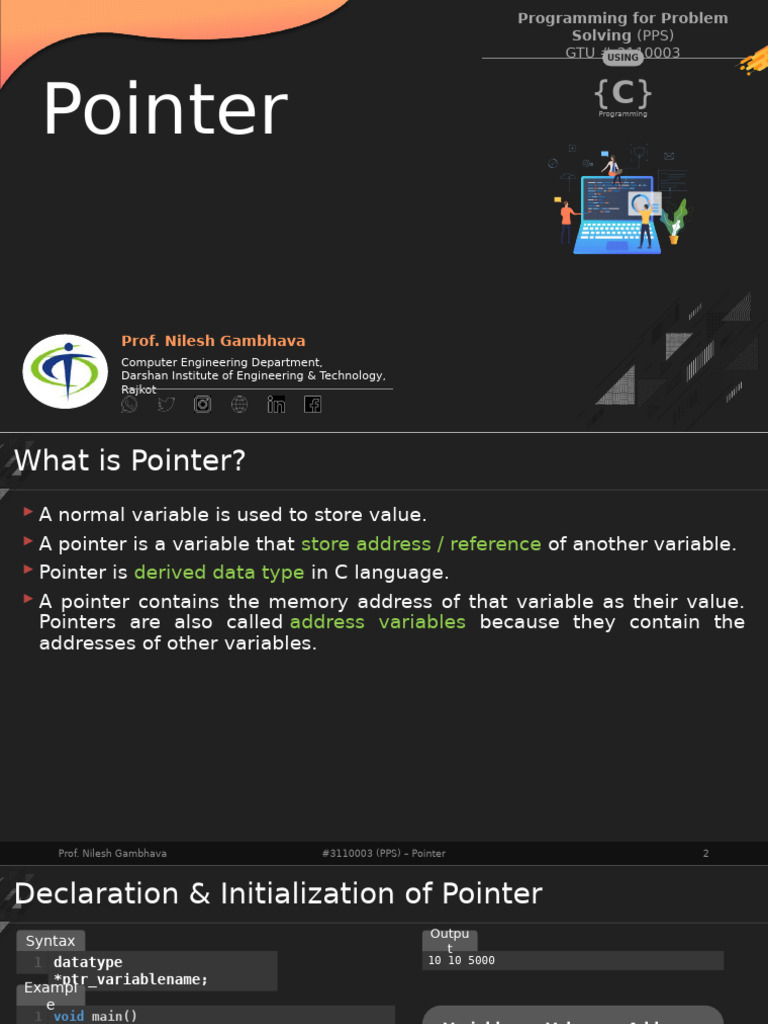 PPS GTU Study Material Presentations Unit-7 08022021073302AM | PDF | Pointer (Computer ...