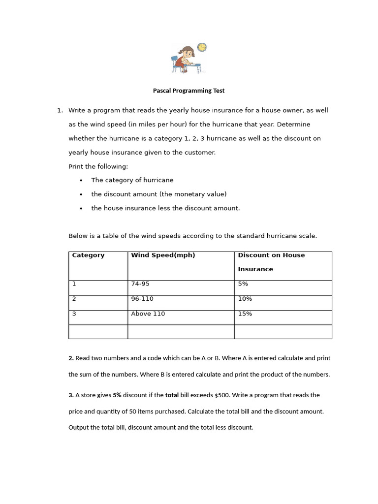 Pascal Programming Test Instructions | PDF