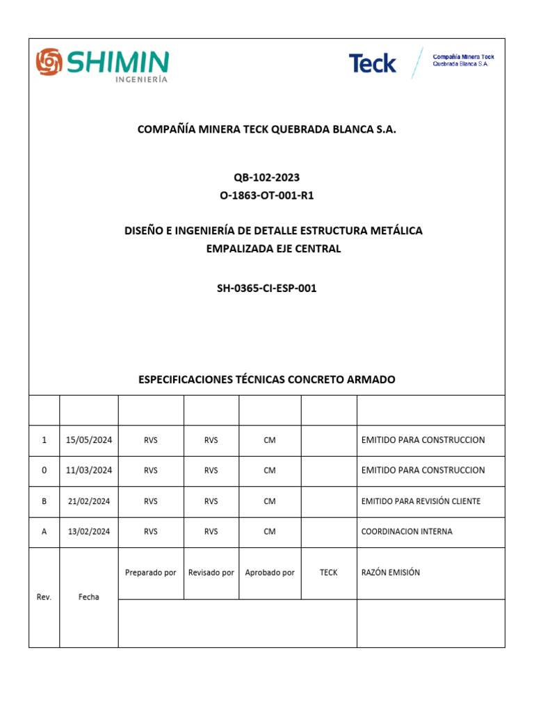 SH0365 Ci Esp 001 - 1 | PDF | Hormigón | Cemento