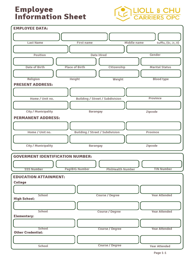 LCC Form InformationSheet | PDF